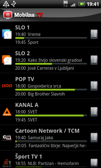 Mobilna TV za Android mobilnike sedaj tudi kot program - UPORABNA STRAN