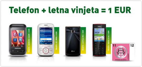 Telefon+letna vinjeta za 1€ pri Tušmobilu (LG KF301, Sony Ericsson ...