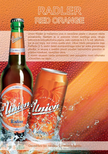 Novi Radler z okusom rdeče pomaranče (Red Orange) by Pivovarna Union ...