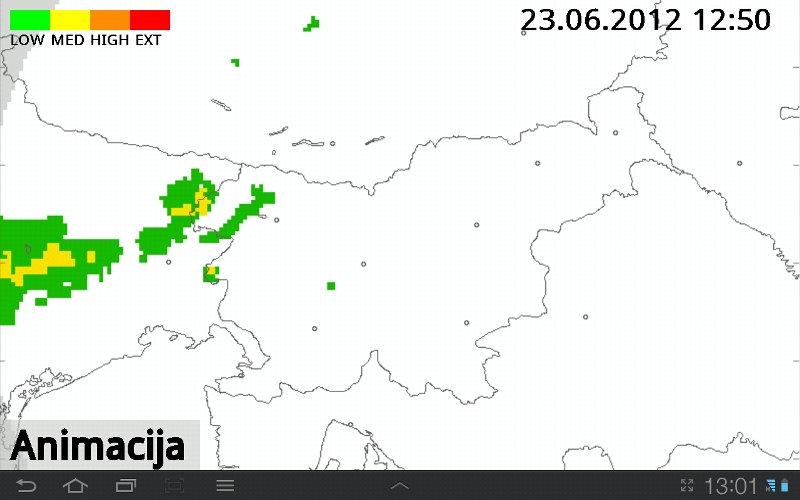 Radarska slika padavin in možnost pojava toče v Sloveniji - UPORABNA STRAN