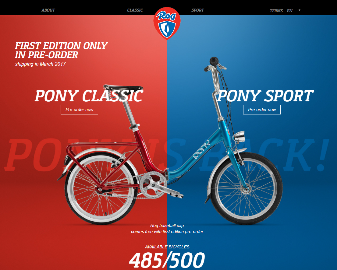 Rog Pony zopet v prodaji (Pony Classic in Pony Sport), cena za kolo pa ...