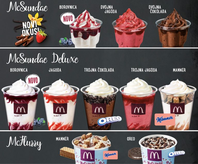 Čokoladni in jagodni sladoled v McDonald'su širita število možnih ...