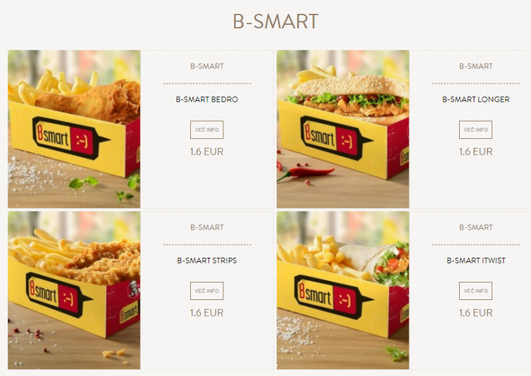 Cenik KFC Slovenija – KFC Bucket (košara), Big Box, B-Smart, Hot Wings ...