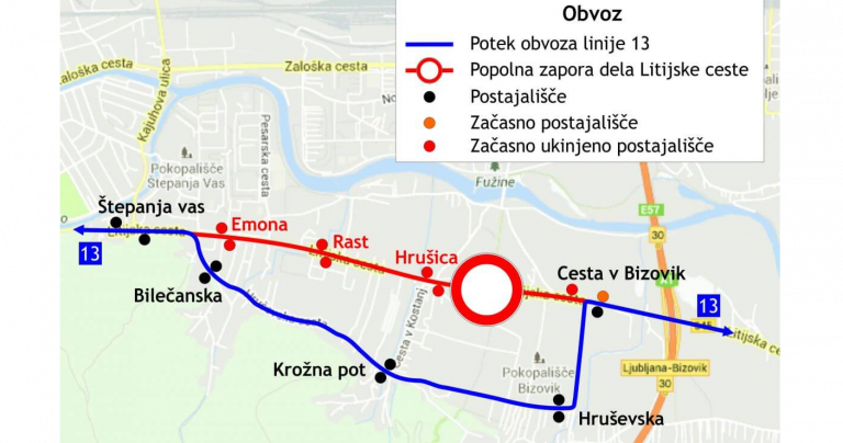 Litijska cesta v Ljubljani bo na odseku med Pesarsko in Fužinsko cesto ...