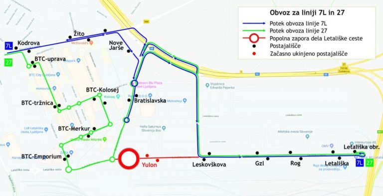 Letališka cesta v Ljubljani pri krožišču z Bratislavsko cesto bo zaprta ...