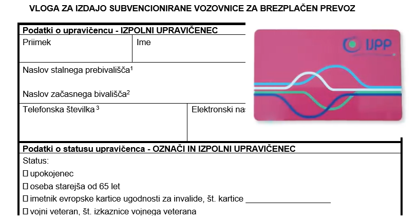 Brezplačni prevoz za upokojence – vloga za izdajo / pridobitev brezplačne vozovnice, vozovnico ...