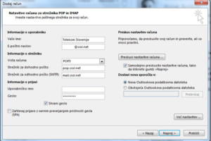 Siol pošta nastavitev – Nastavitve za Siol pošto / POP3 / SMTP ...
