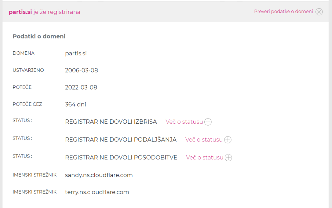 Partis ne dela / Partis.si od 8.3.2021 ne deluje, saj je potekla ...