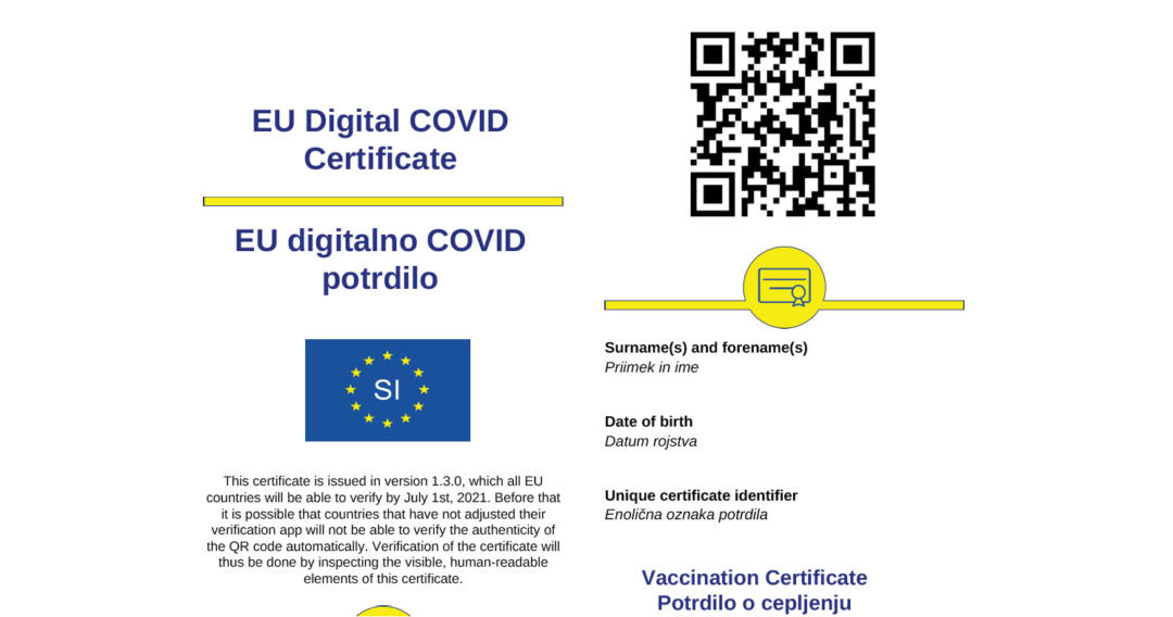 Digitalno COVID potrdilo s QR kodo vsi cepljeni in prebolevniki dobijo ...