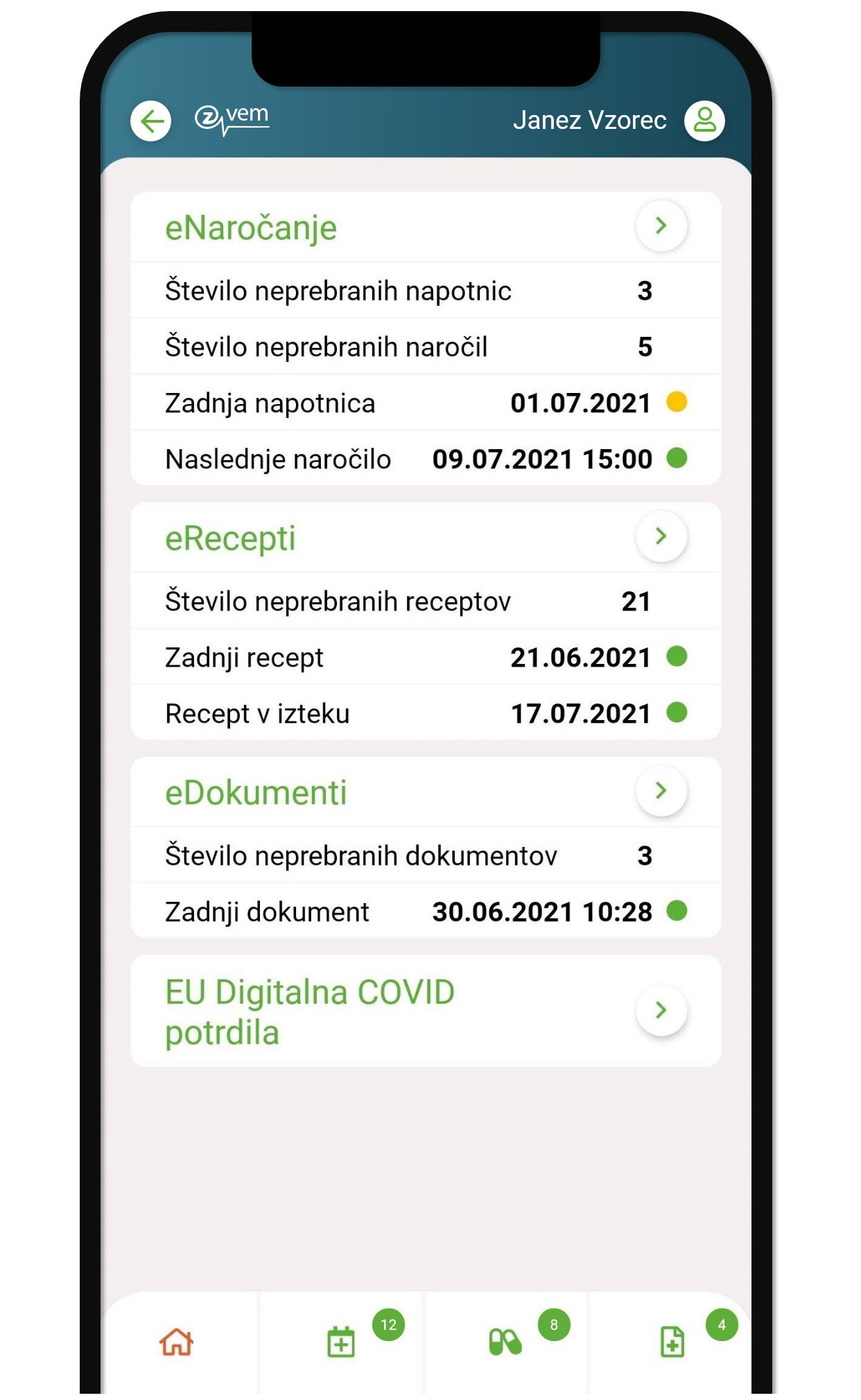 zVEM mobilna aplikacija - EU digitalno COVID potrdilo s QR kodo na ...