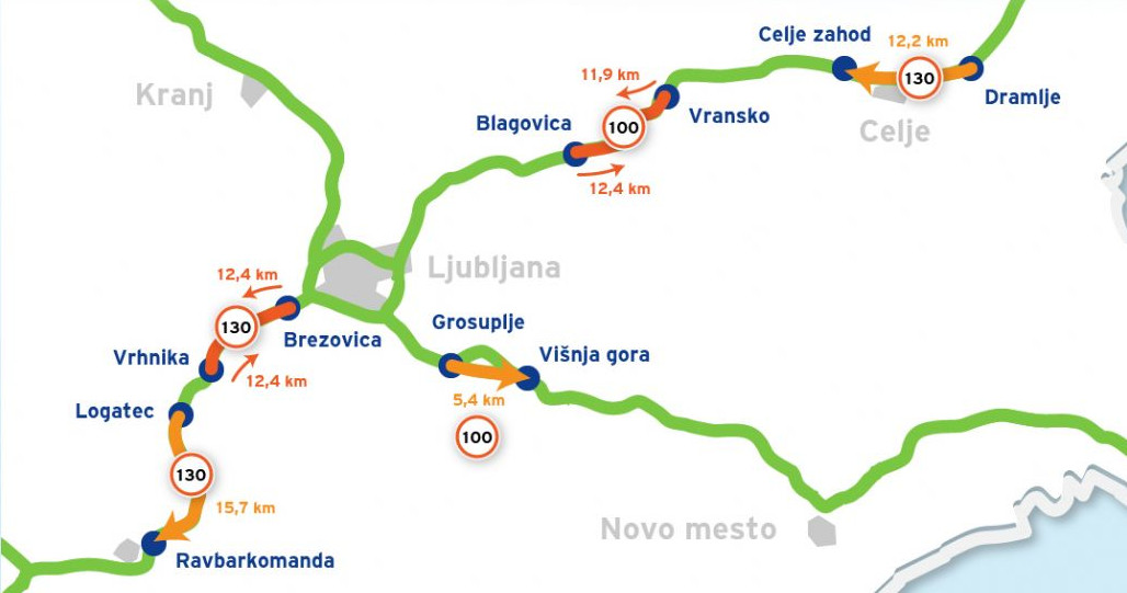 Sekcijsko merjenje hitrosti lokacije avtocesta / trojanski predori ...