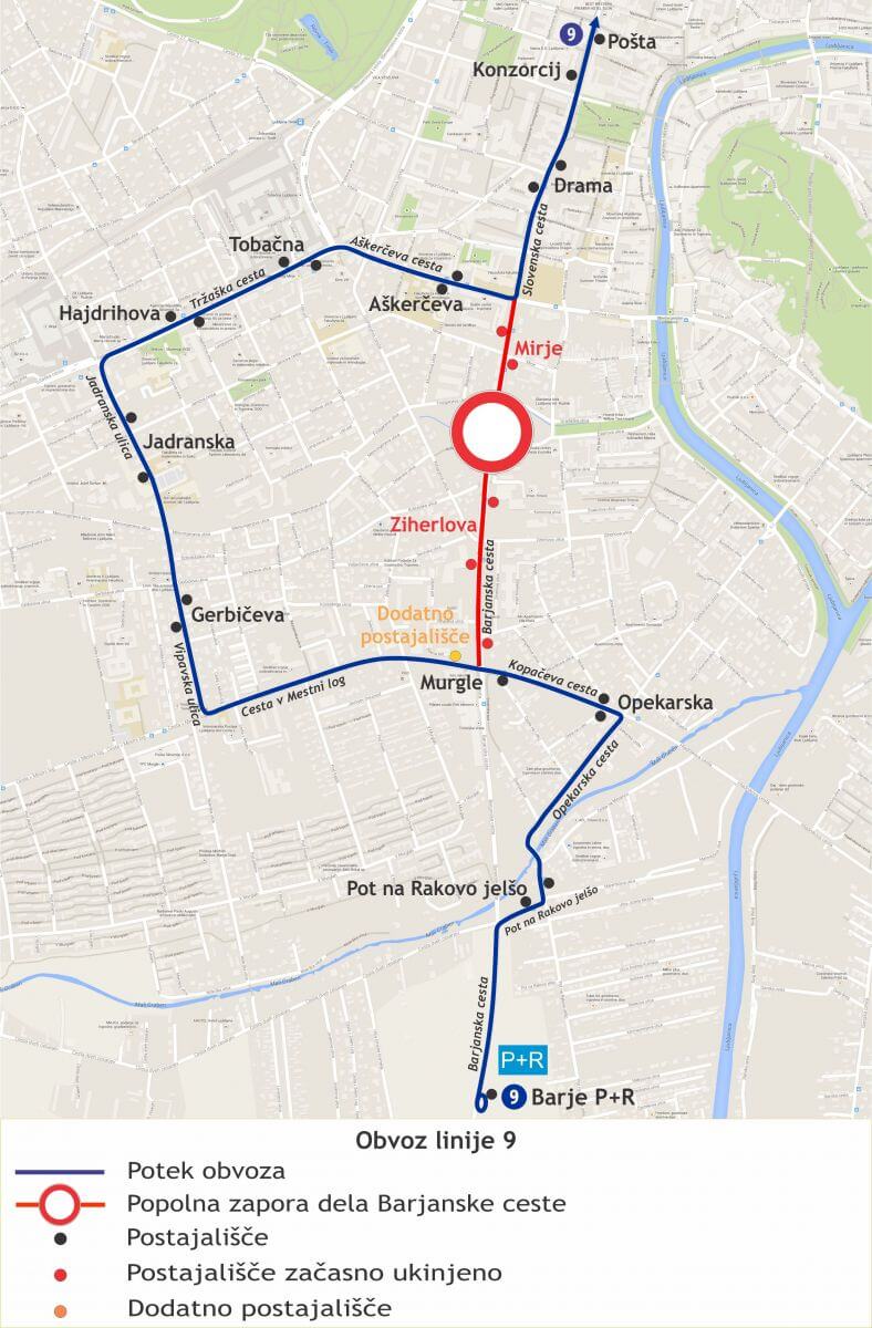 Zapora Barjanske ceste v Ljubljani od 29.5. do 3.6.2022 / Zaradi ...