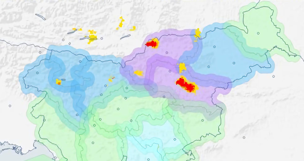 Toča alarm ARSO animacija Slovenija nevihte / aplikacija alarm toča ...