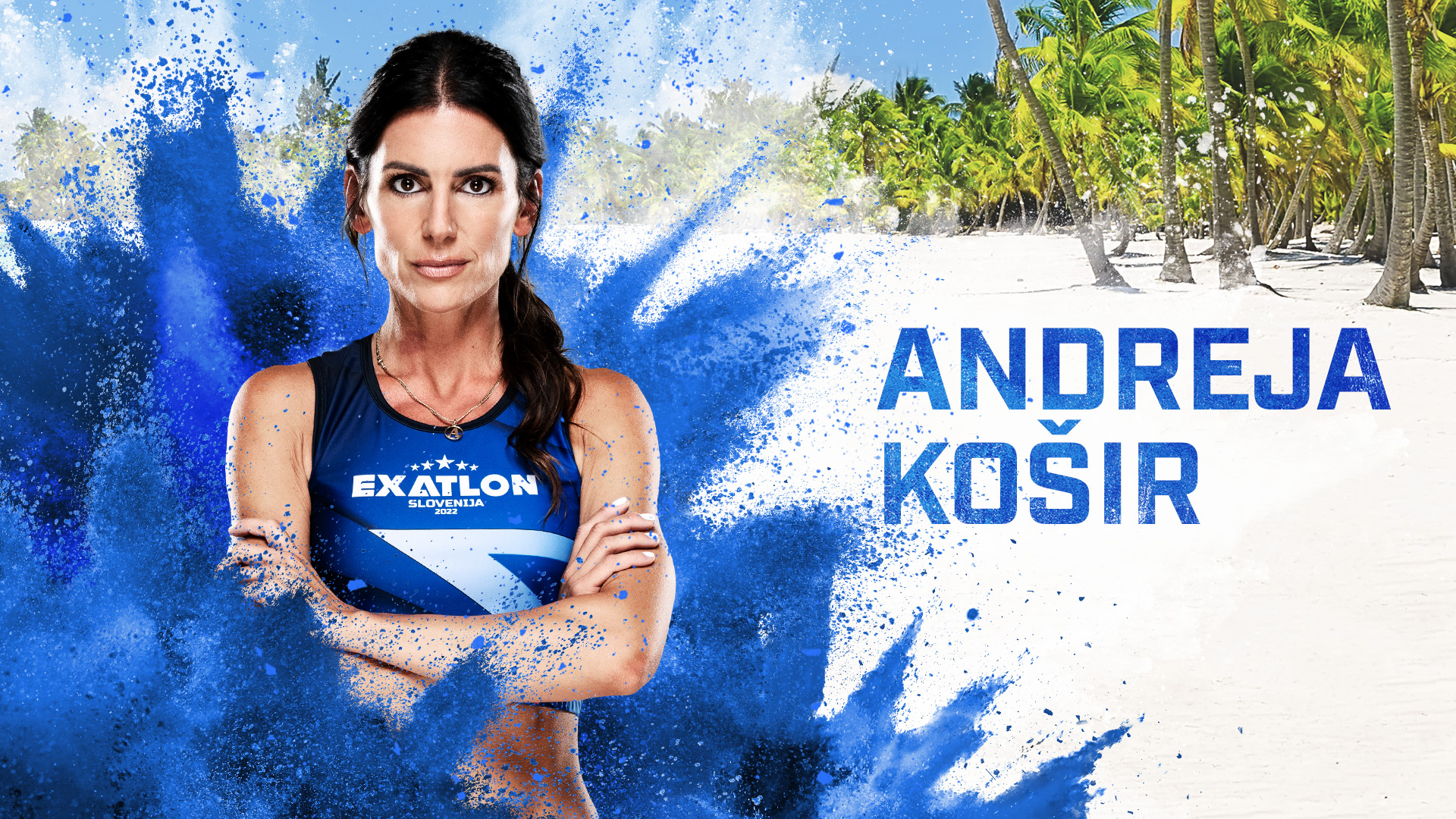 Exatlon 2022 tekmovalci modra ekipa Boris Vidović, Andreja Košir, Marko Vnuk, Pika Miškulin ...