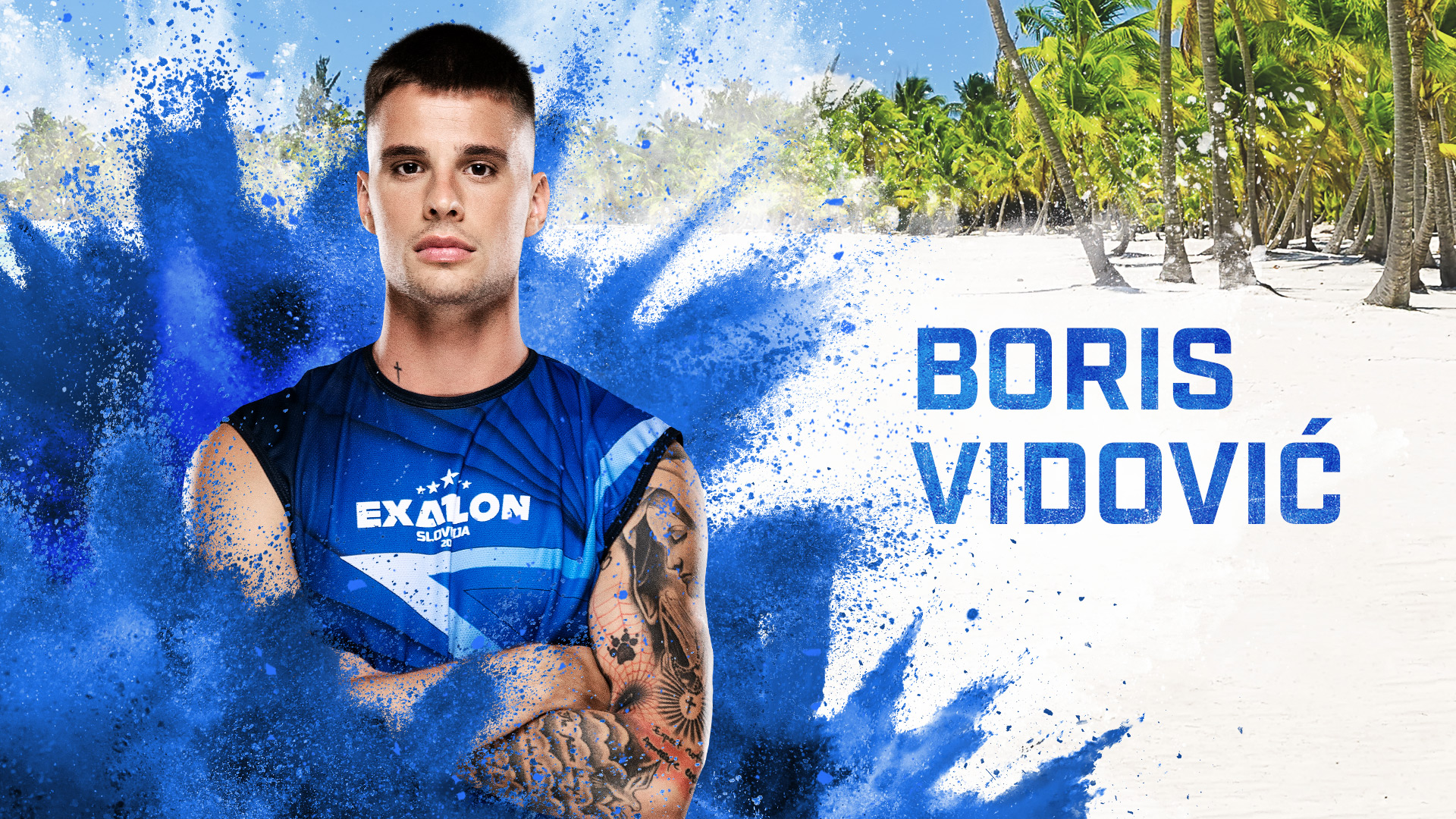 Exatlon 2022 tekmovalci modra ekipa Boris Vidović, Andreja Košir, Marko Vnuk, Pika Miškulin ...