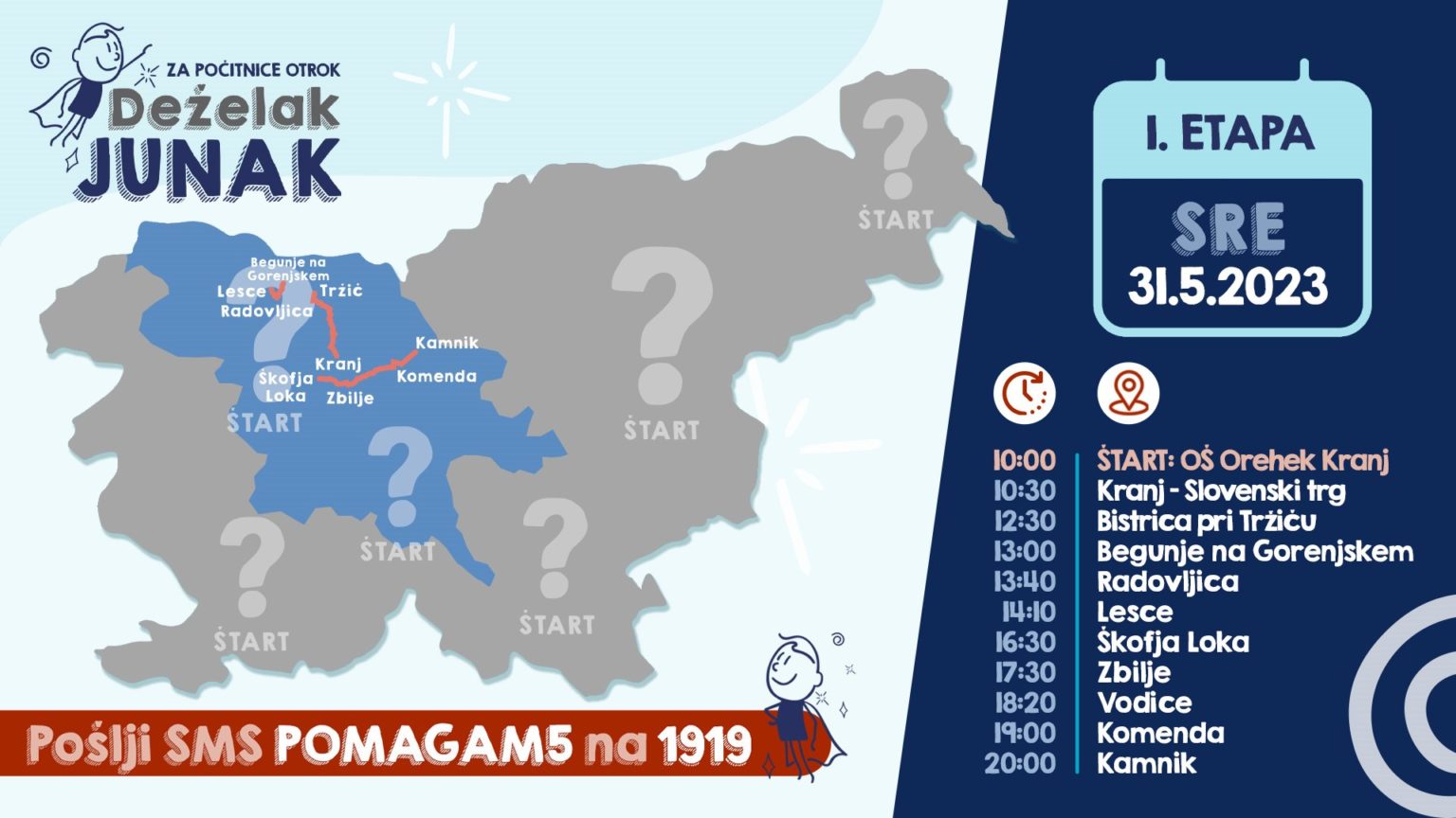 Deželak junak 2023 trasa zemljevid v živo Radio 1 / Ljubljana, Maribor, Celje, Koper, Velenje ...